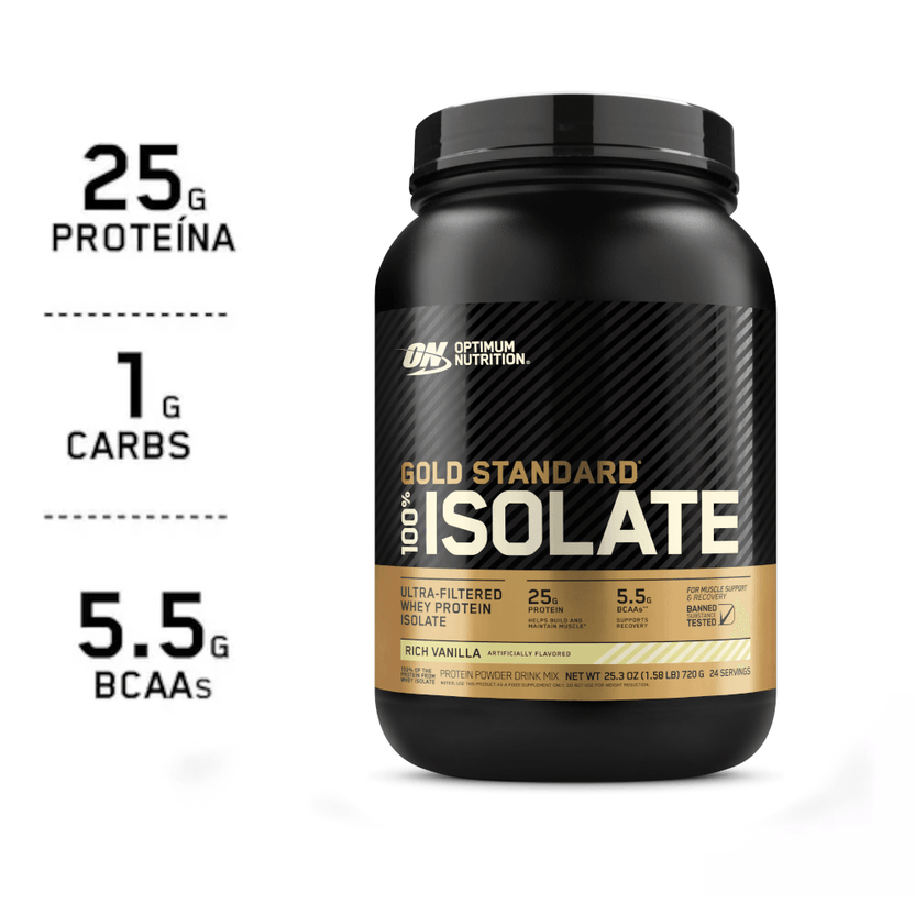100% Whey Optimum Nutrition Gold Standard Isolate Baunilha 720g - 1.58 Lbs | Globalbev
