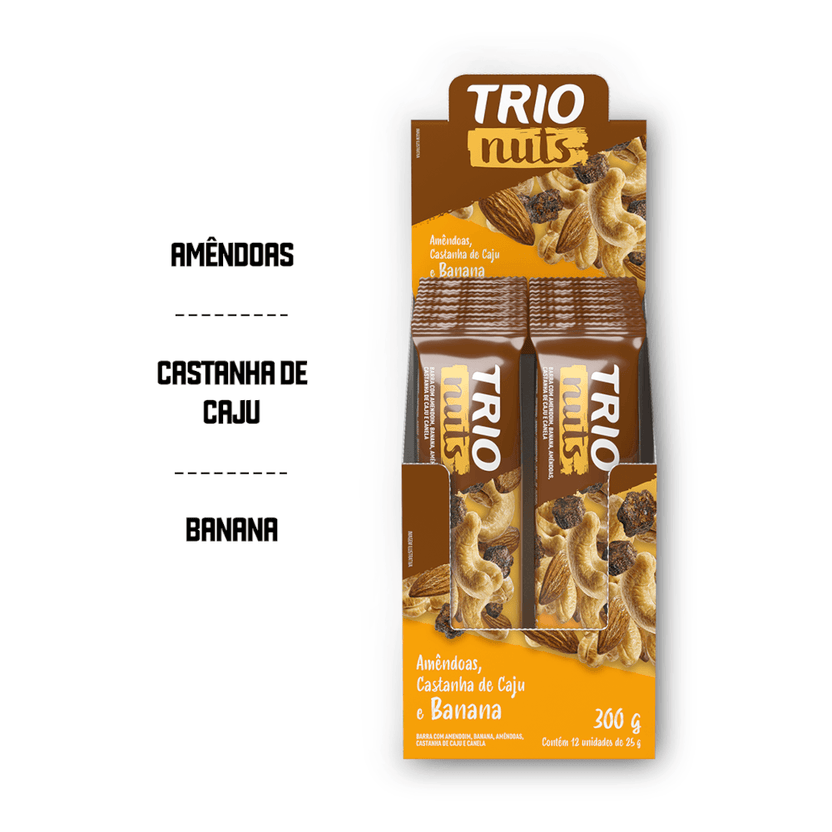 Barra de Cereal Trio Nuts Amêndoas, Castanha de Caju e Banana 25g ...